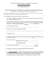 Rhode Island Tax Payer Status Affidavit Download Fillable PDF | Templateroller