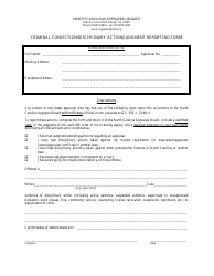 North Carolina Criminal Conviction/Disciplinary Action/Judgment ...