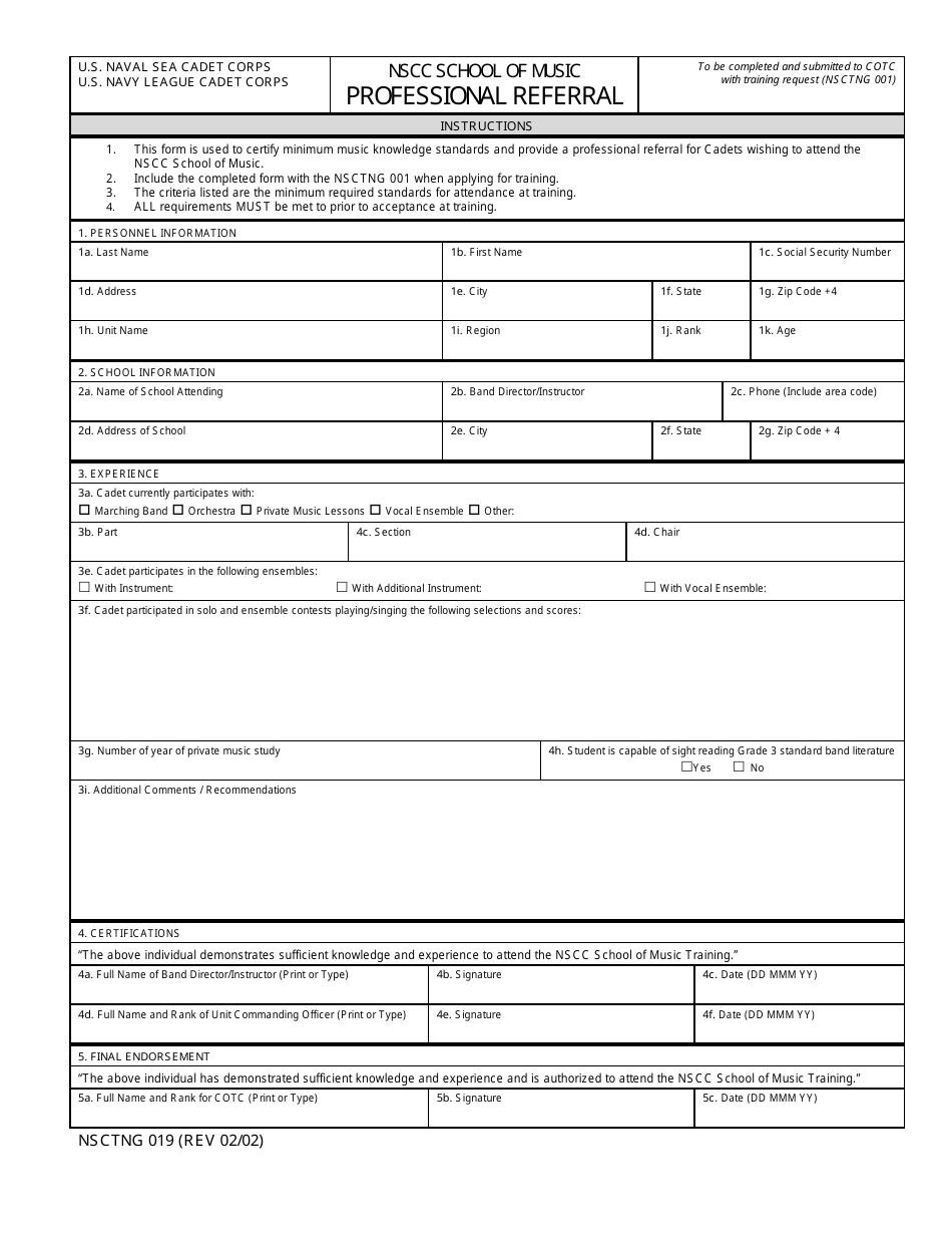 NSCTNG Form 019 - Fill Out, Sign Online and Download Printable PDF ...