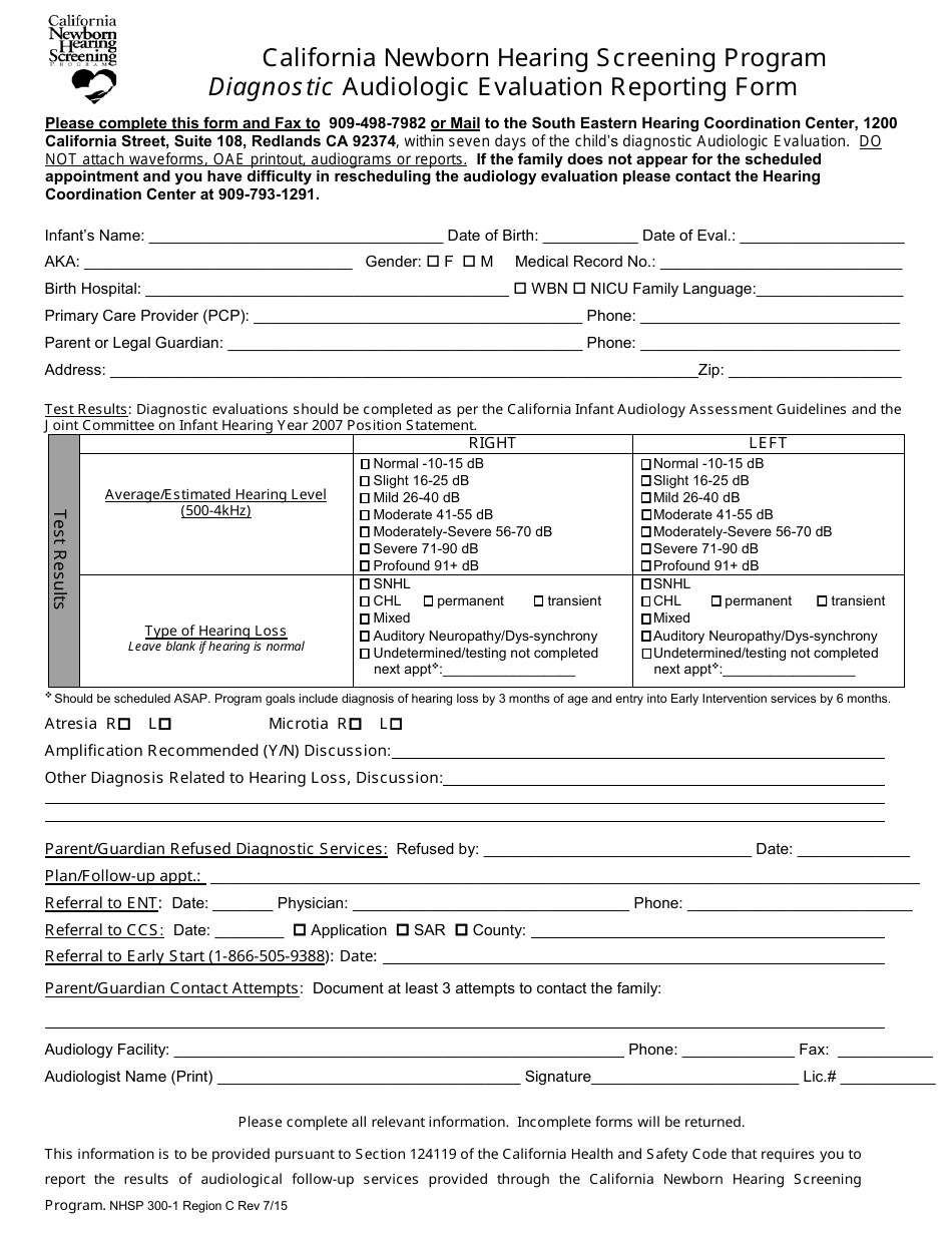 Form NHSP300-1 Region C - Fill Out, Sign Online and Download Fillable ...
