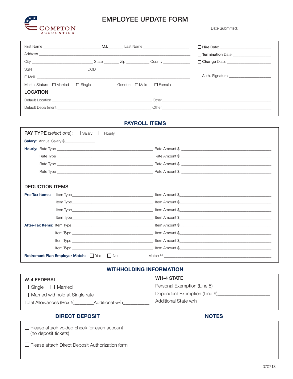 Employee Update Form - Compton Accounting - Fill Out, Sign Online and ...
