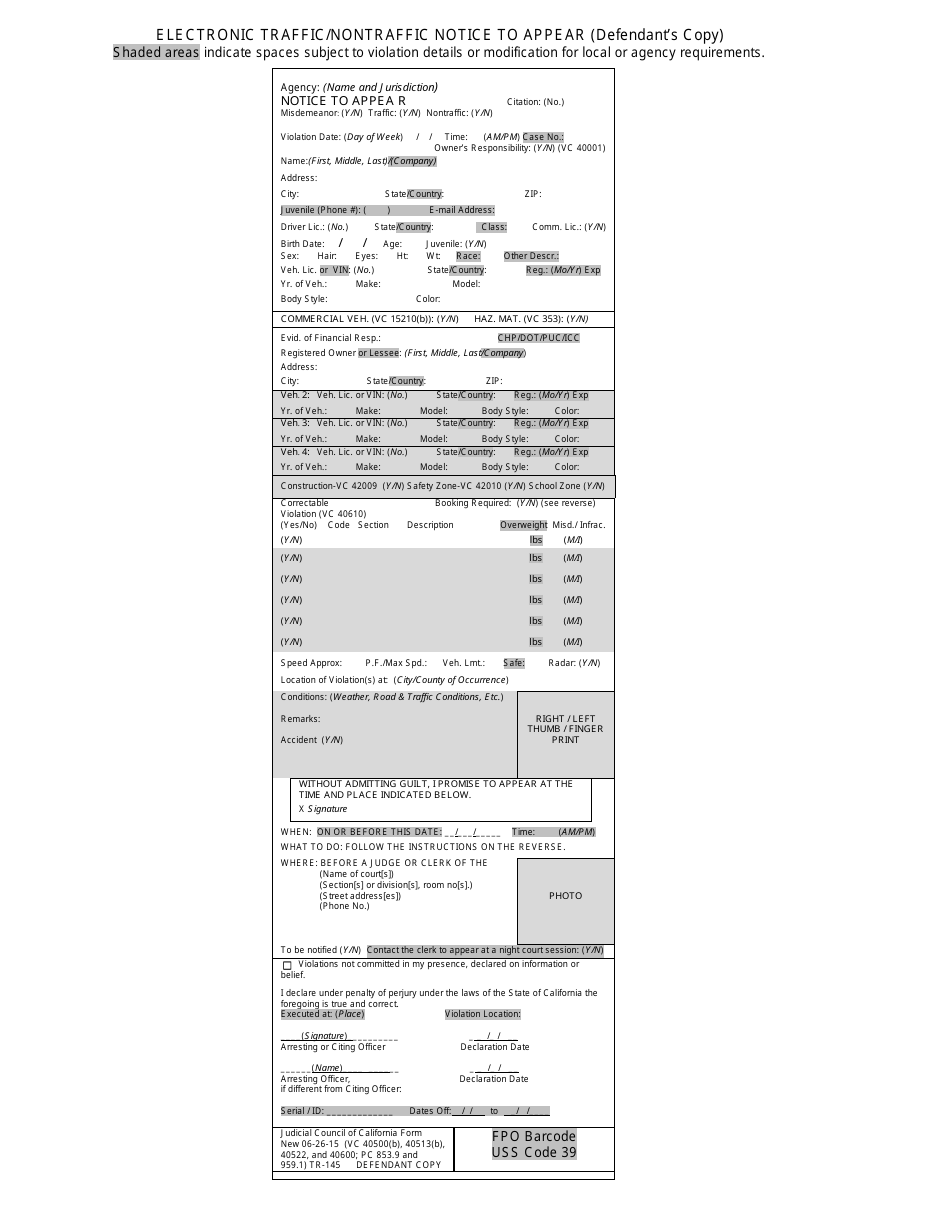 Form TR-145 - Fill Out, Sign Online and Download Printable PDF ...