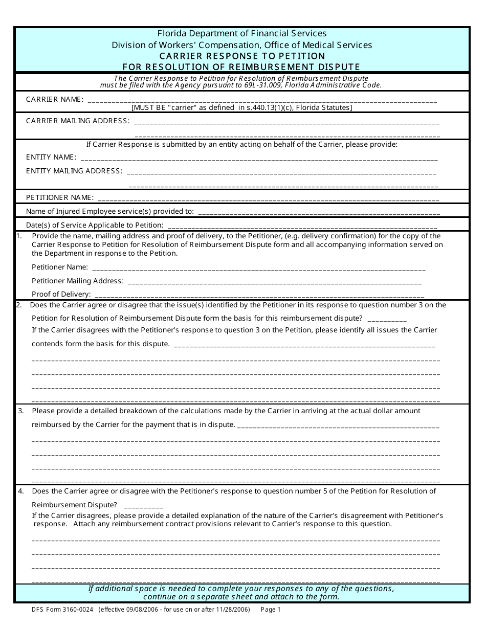 DFS Form 3160-0024 - Fill Out, Sign Online and Download Fillable PDF ...
