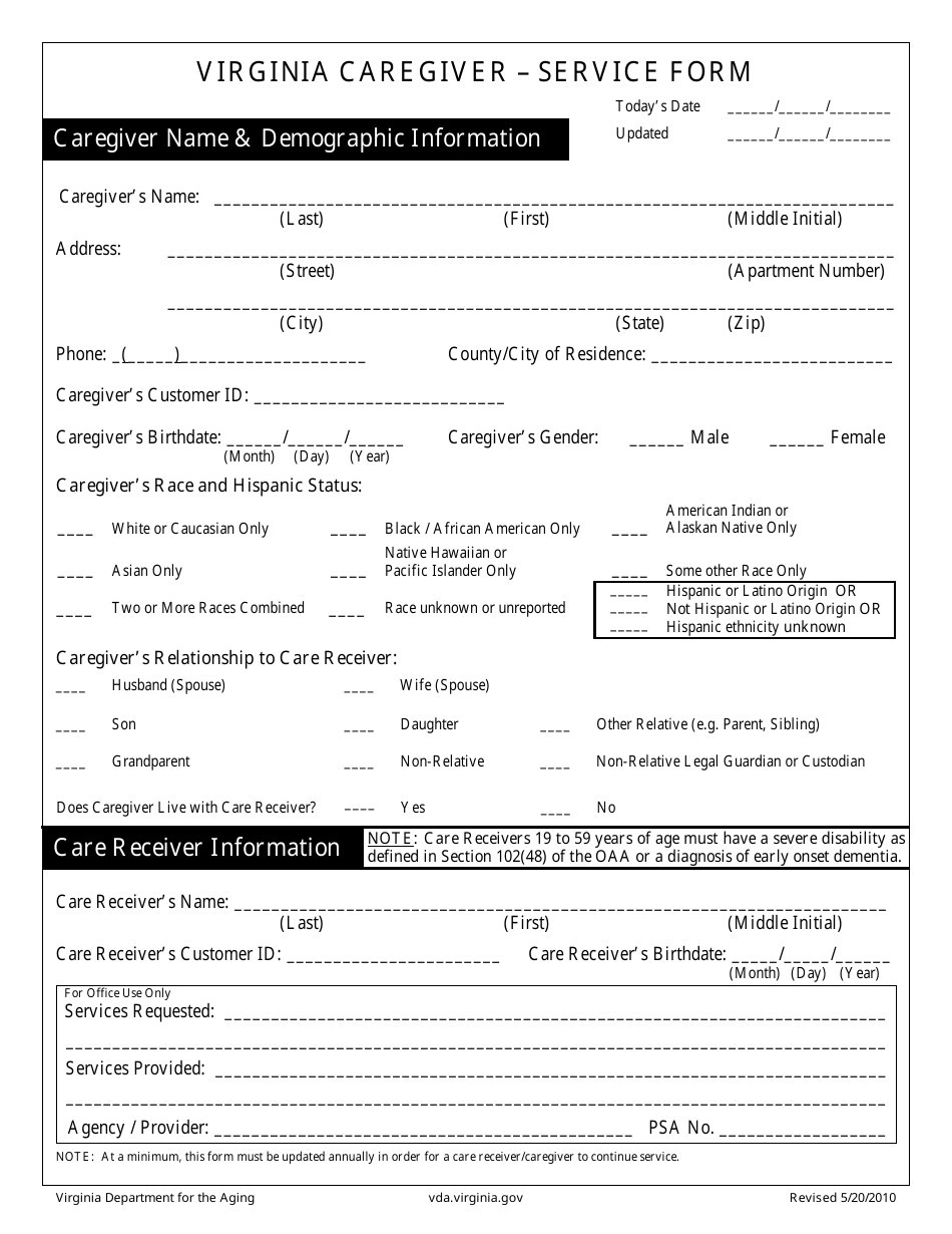 Virginia Caregiver - Service - Fill Out, Sign Online and Download PDF ...