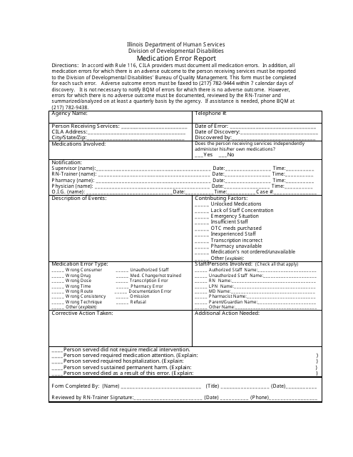 Illinois Medication Error Report Form Fill Out Sign Online And 