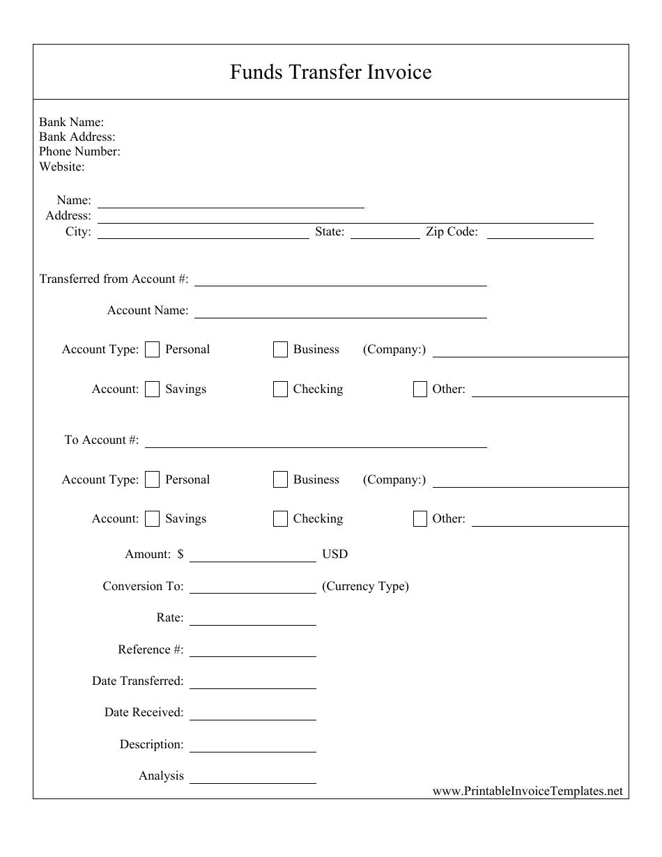 Funds Transfer Invoice Template - Fill Out, Sign Online and Download ...