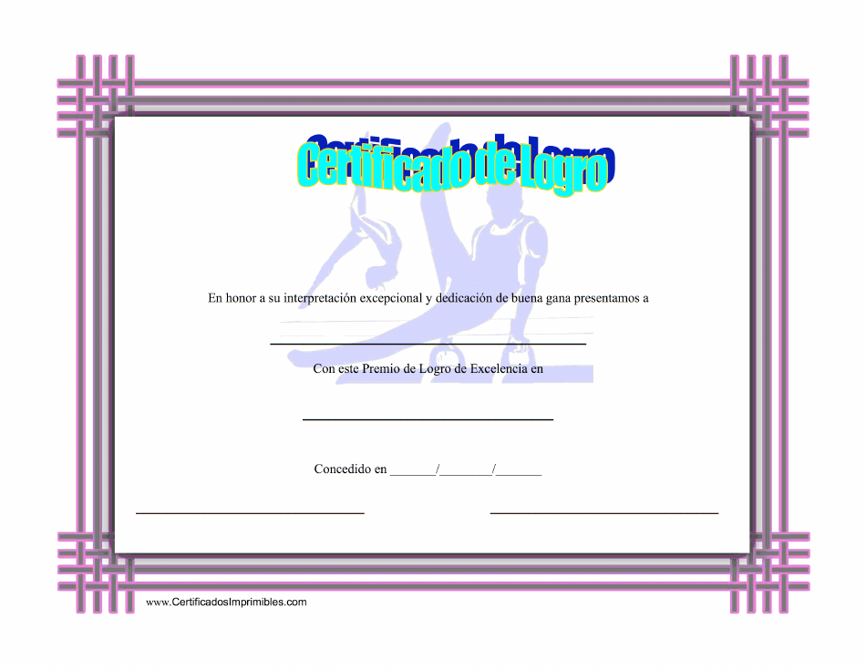 Certificado De Logro En Gimnasia Download Printable PDF (Spanish ...