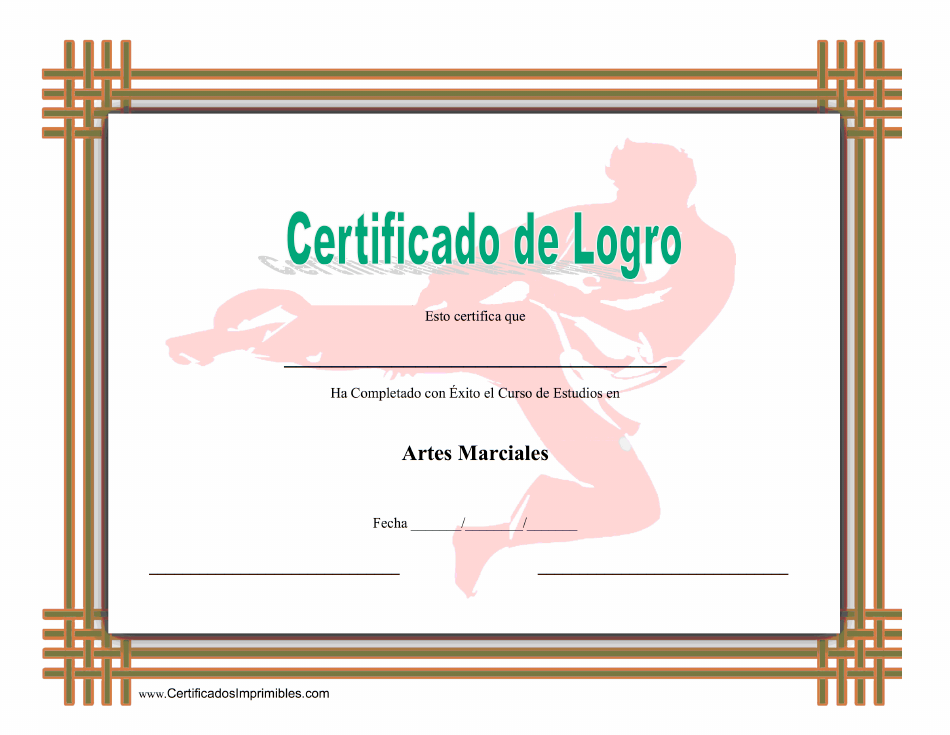 Certificado Do Logro En Artes Marciales Download Printable PDF (Spanish ...
