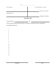 Court Witness List Form Download Printable PDF | Templateroller