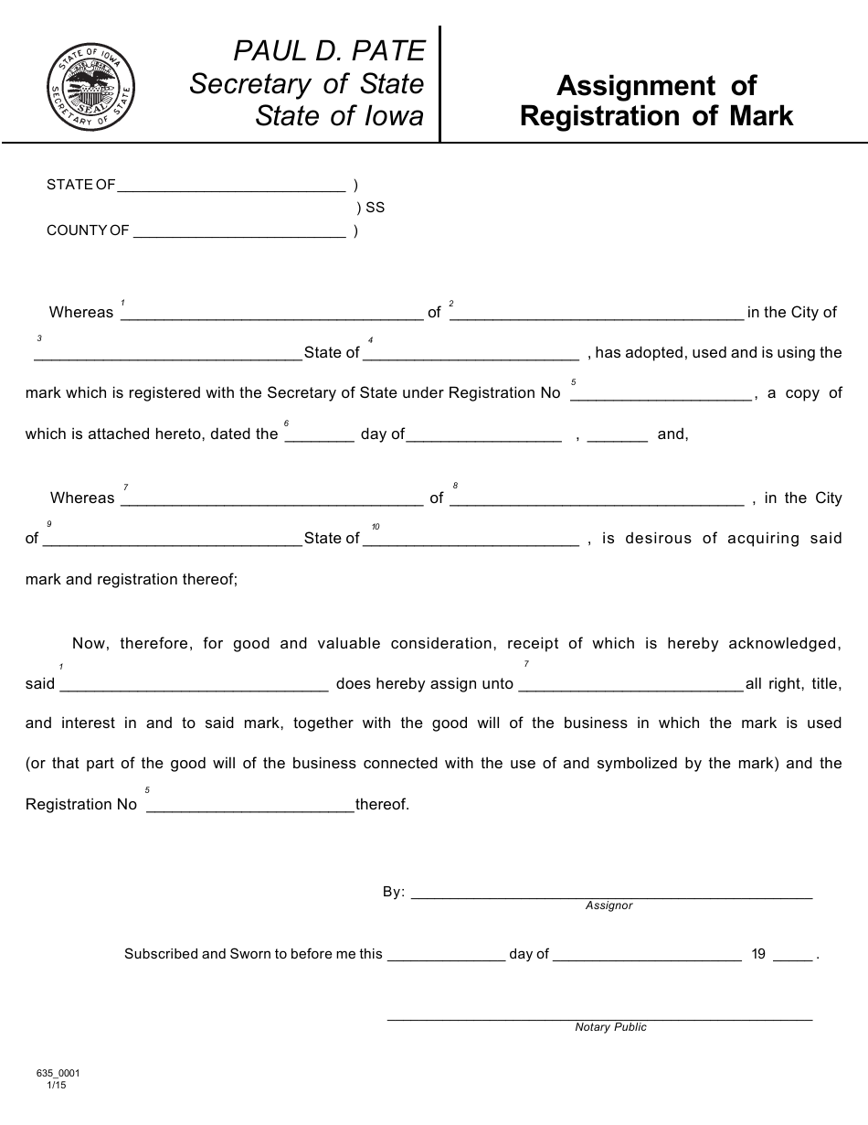 Form 635_0001 - Fill Out, Sign Online and Download Fillable PDF, Iowa ...