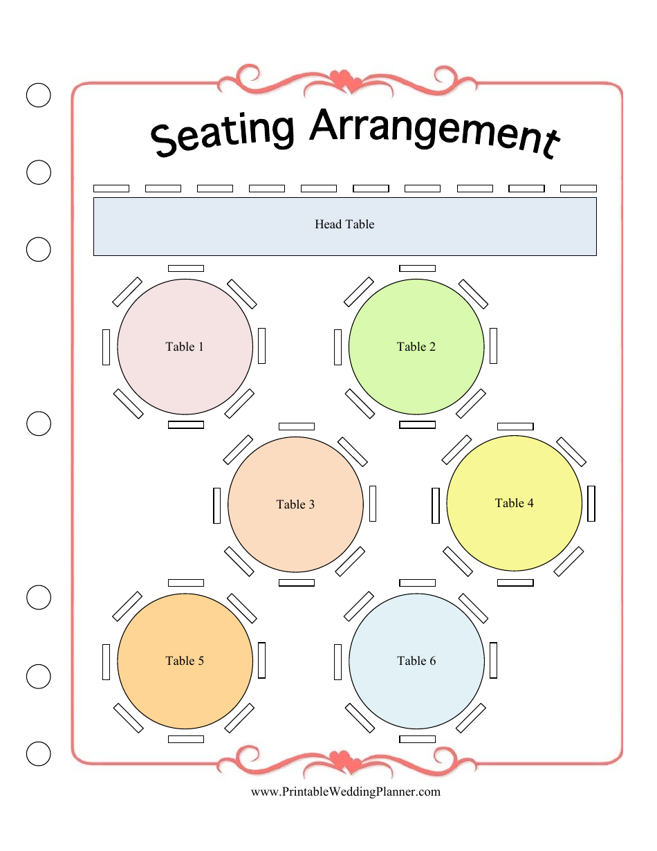 Wedding Seating Arrangement Template Download Printable PDF