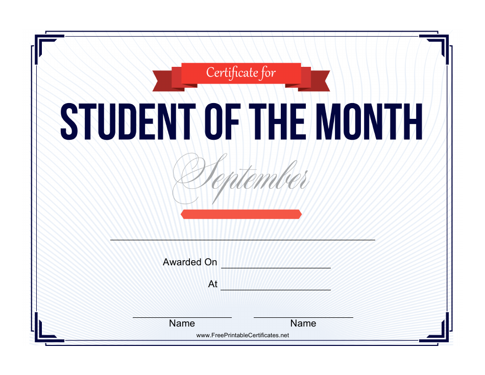 Student of the Month Certificate Template - September Download ...