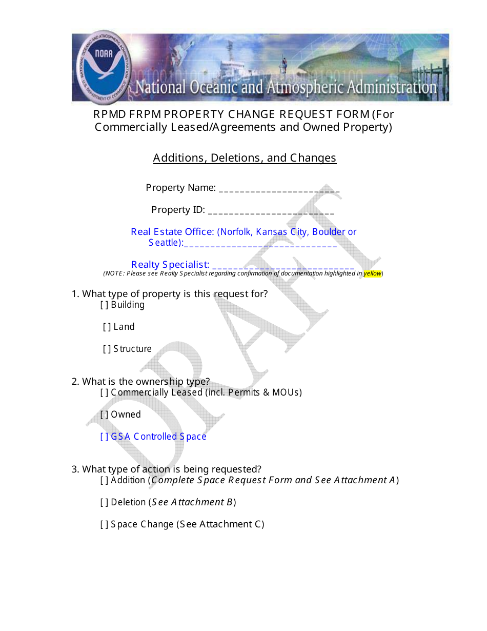 Property Change Request Draft Form for Commercially Leased/Agreements ...