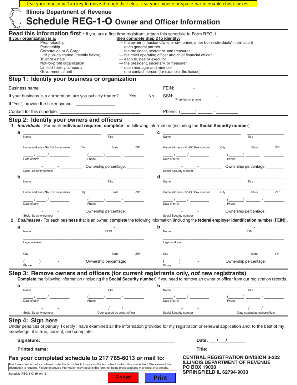 Illinois Owner and Officer Information - Fill Out, Sign Online and ...