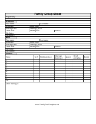 Family Group Sheet Template Download Printable PDF | Templateroller