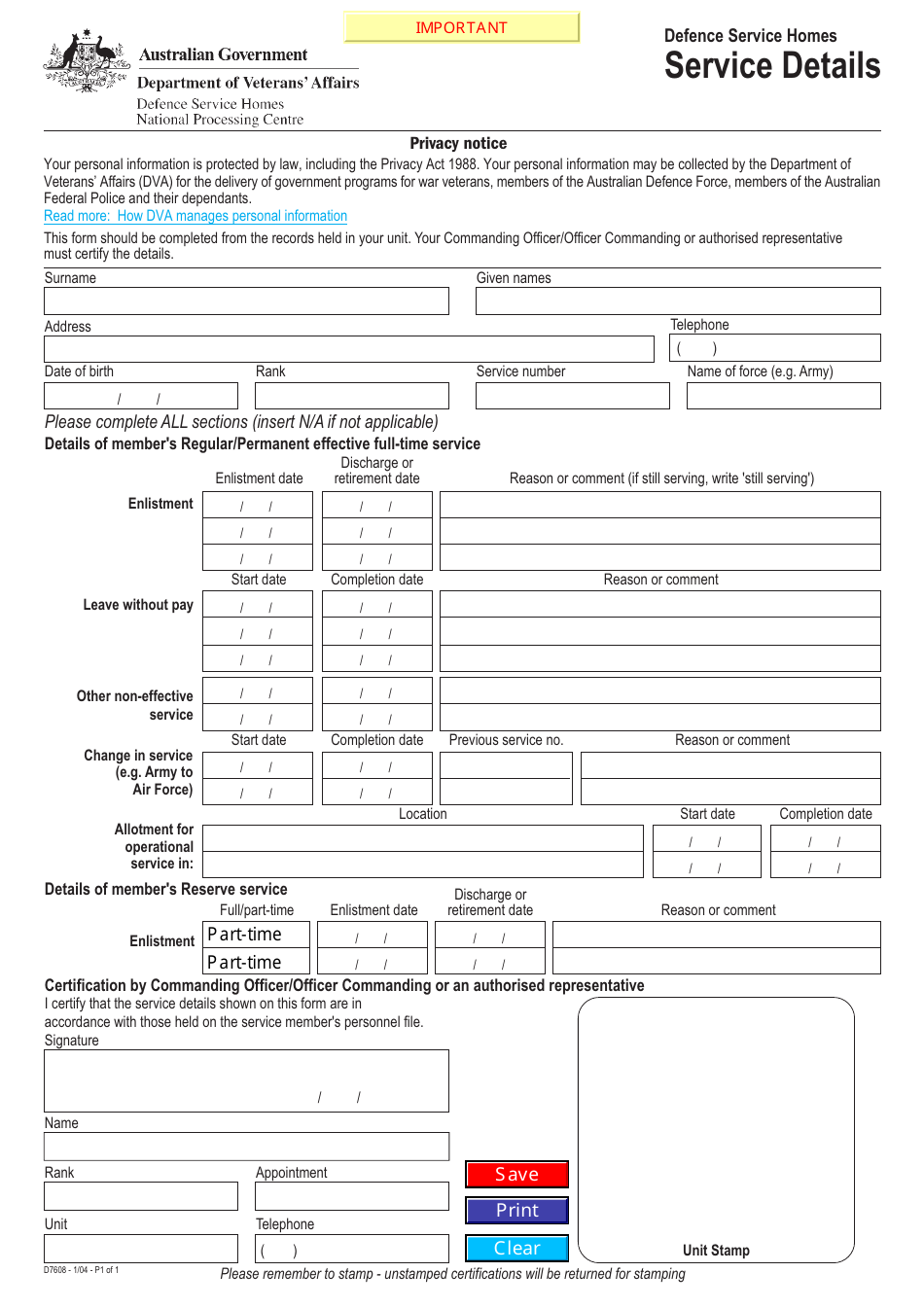 Form D7608 - Fill Out, Sign Online and Download Fillable PDF, Australia ...