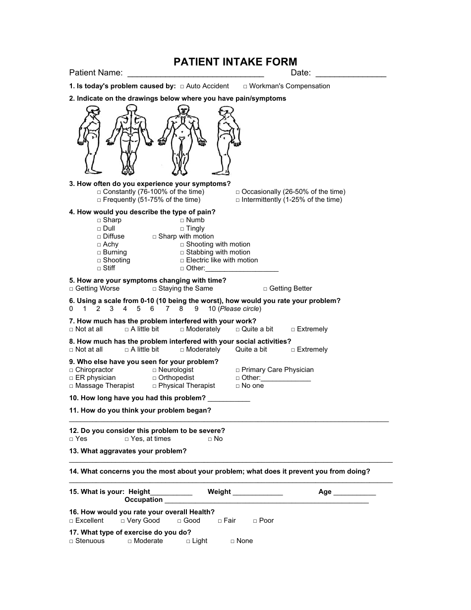 Patient Intake Form Download Printable Pdf Templateroller Riset
