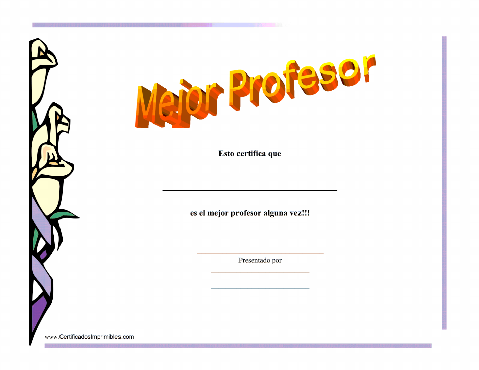 Certificado De Logro - Mejor Profesor - Gold Download Printable PDF ...