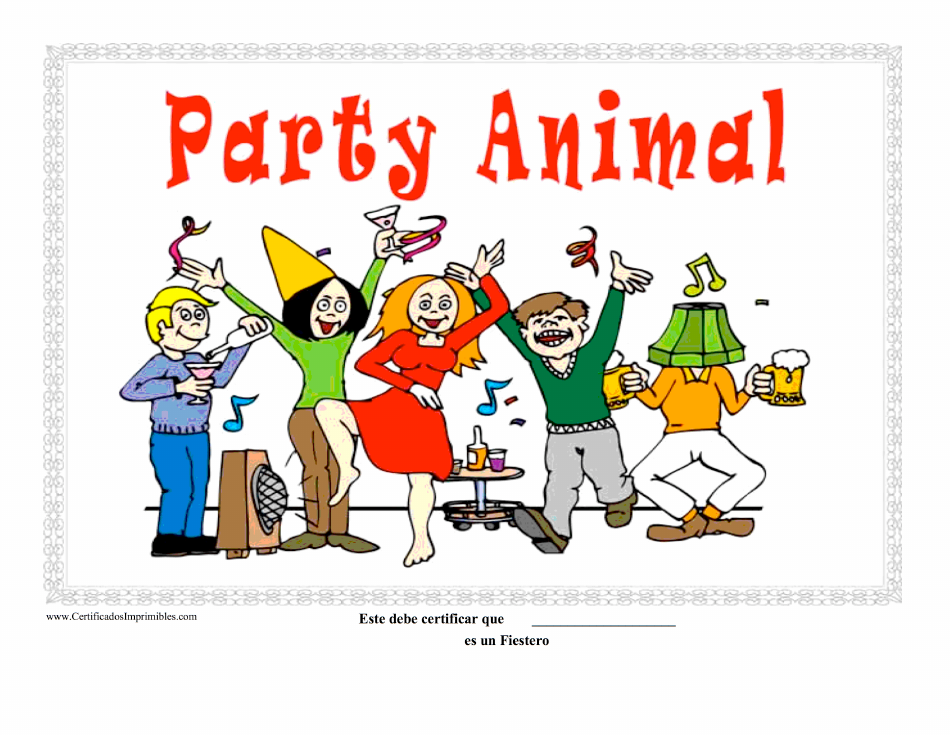 Party Animal Certificate Template Download Printable PDF (Puerto Rican ...