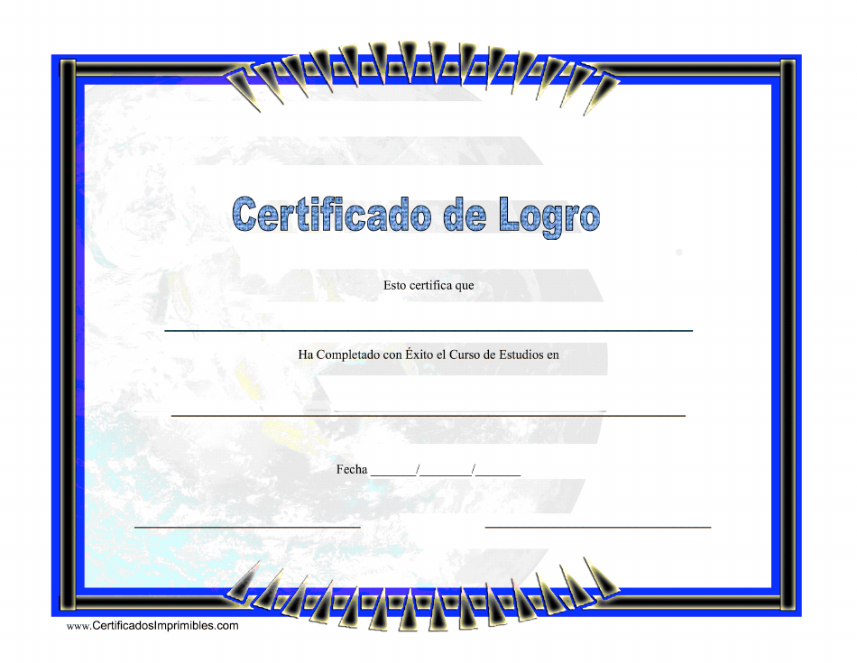 Certificado De Logro - Azul Y Negro Download Printable PDF (Spanish ...