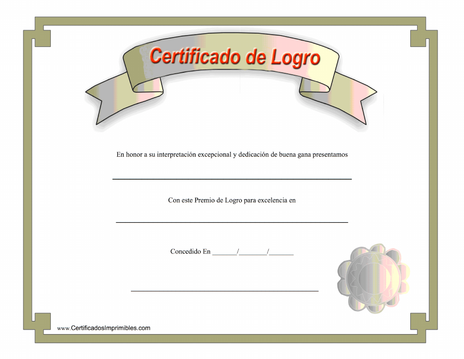 Certificado De Logro - Beige Download Printable PDF (Spanish ...