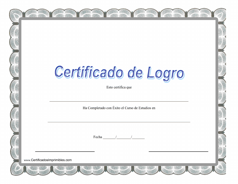 Certificado De Logro - Completado Con Exito El Curso De Estudios - Grey ...