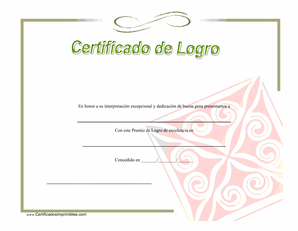 Certificado De Logro - Verde Y Rojo Download Printable PDF (Spanish ...