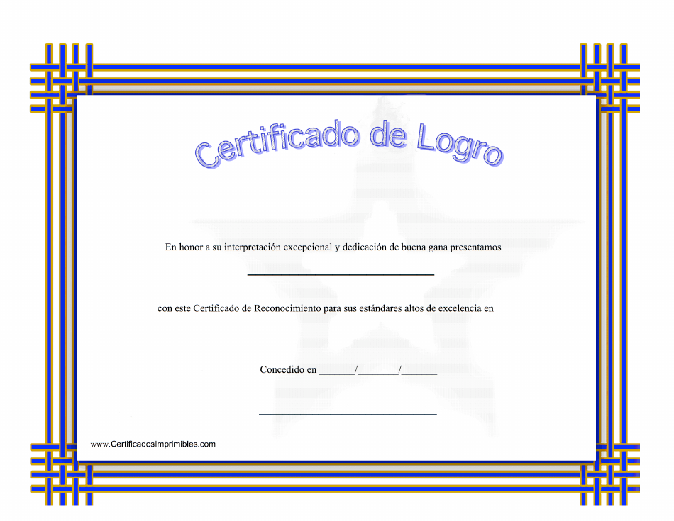 Certificado De Logro - Dedicacion De Buena Gana Download Printable PDF ...