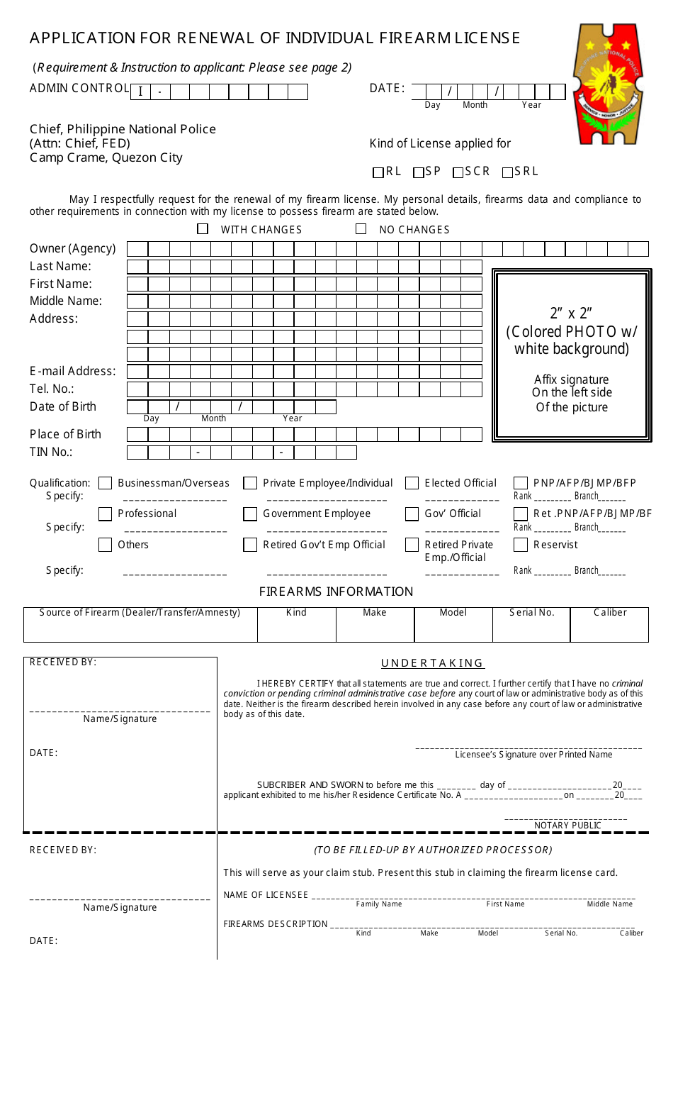 Pampanga Philippines Application For Renewal Of Individual Firearm