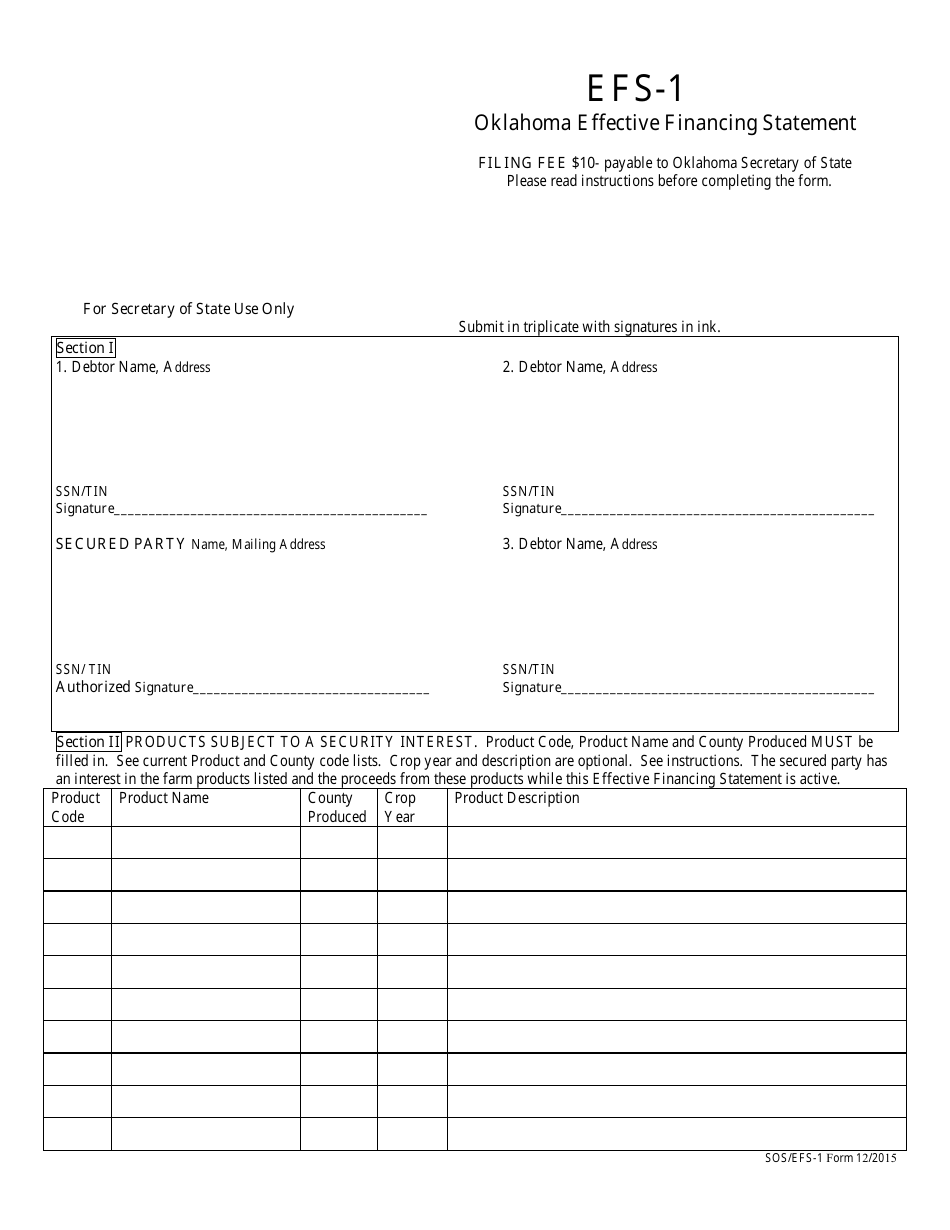 SOS Form efs-1 - Fill Out, Sign Online and Download Fillable PDF ...