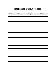 Intake and Output Record Form Download Printable PDF | Templateroller