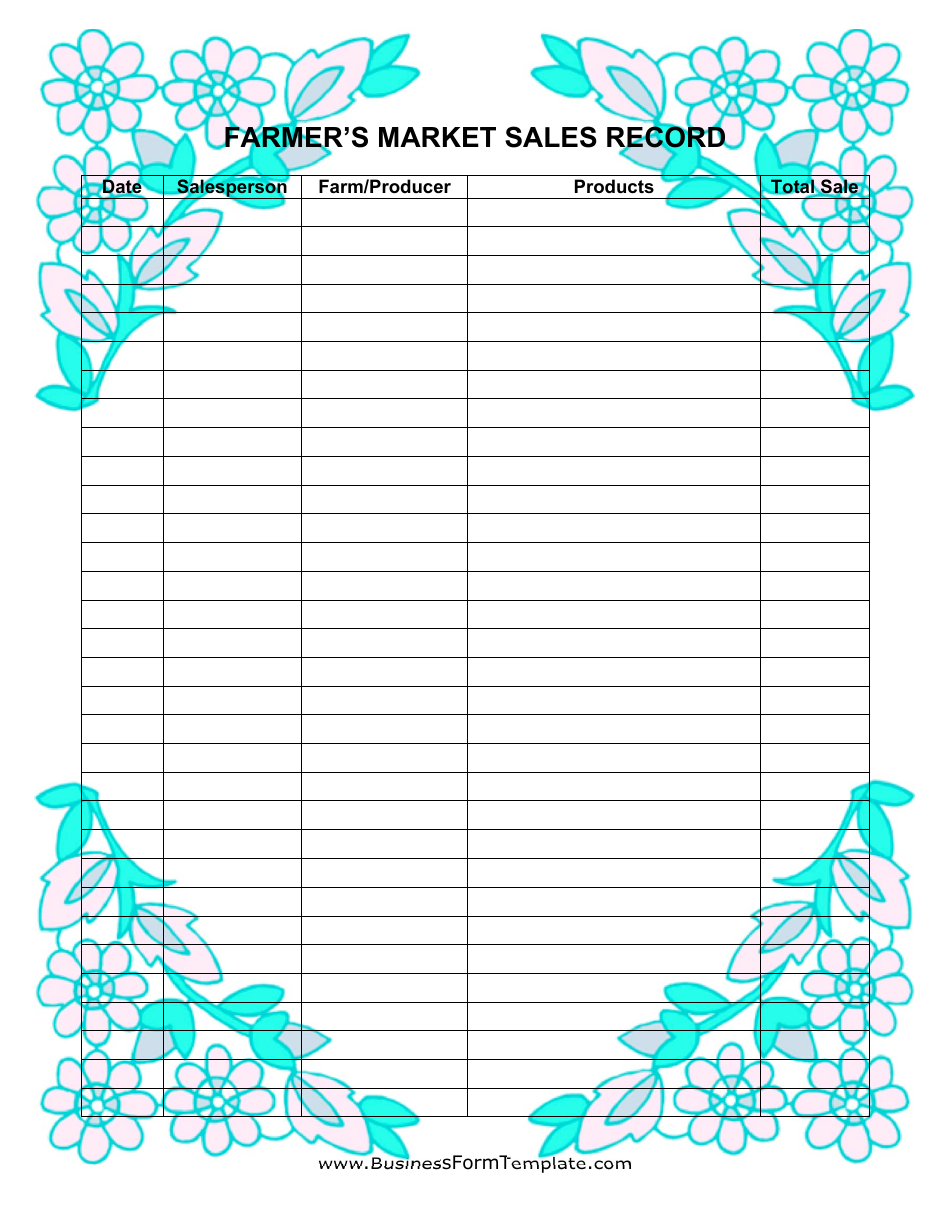Farmers Market Sales Record Template - Fill Out, Sign Online and ...