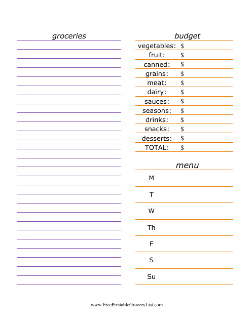 Grocery List Template Lines Download Printable PDF Templateroller