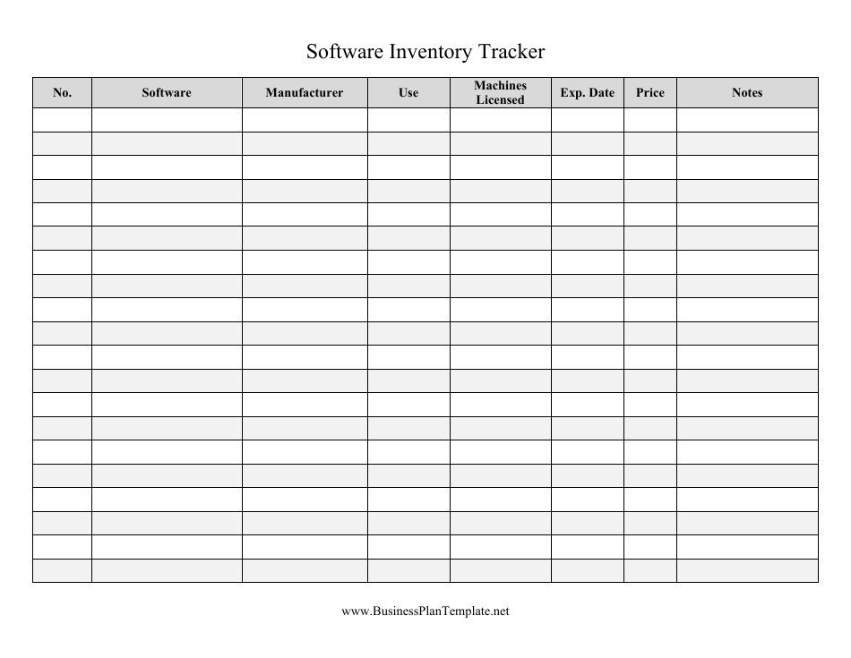 Software Inventory Tracking Spreadsheet Template Download Printable PDF