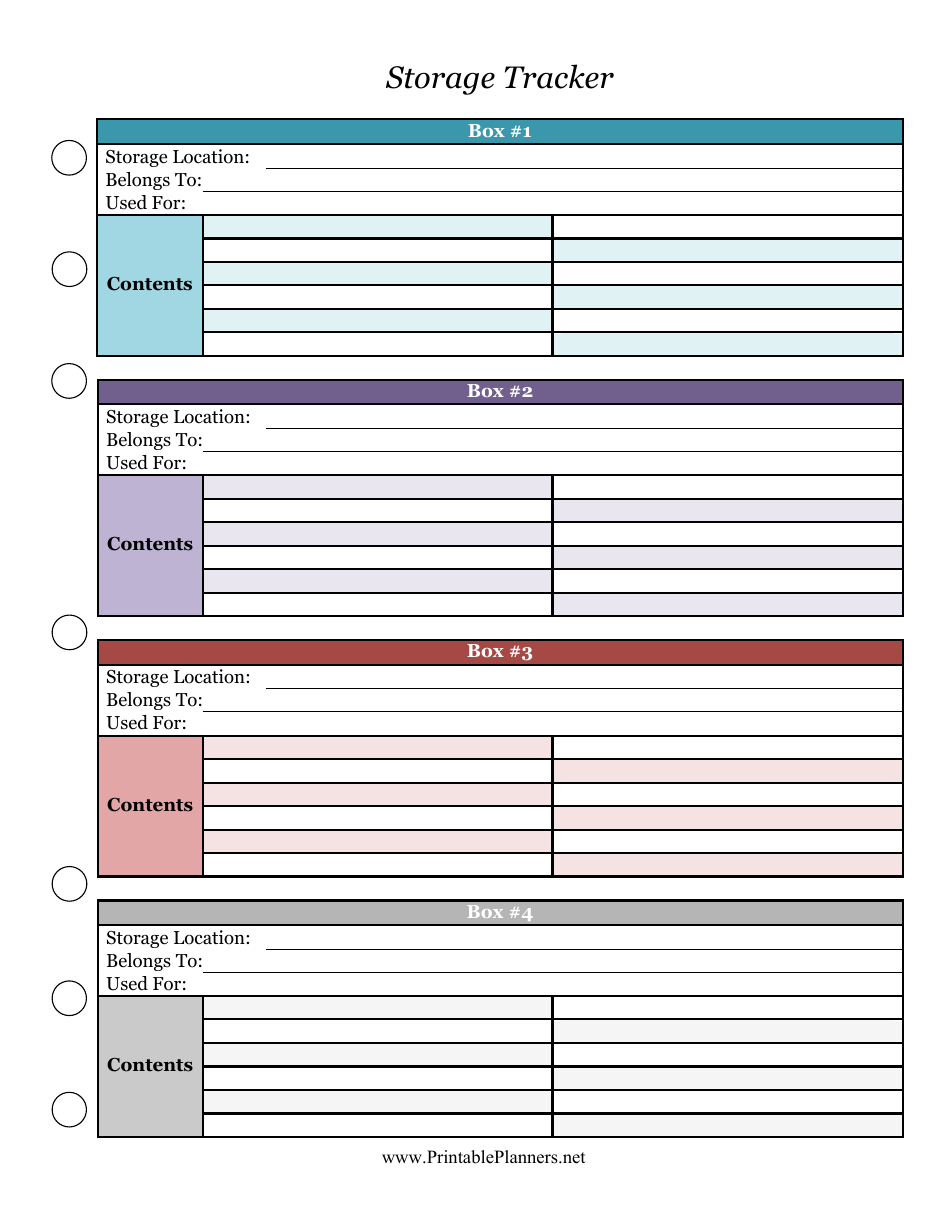 Multicolor Storage Tracking Template Download Printable PDF ...