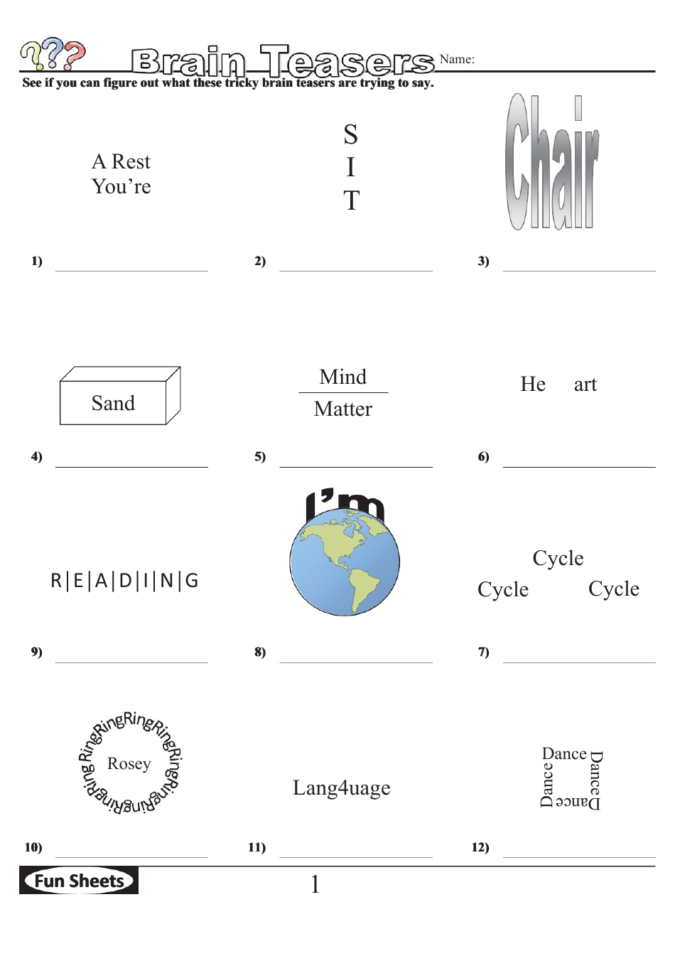 Brain Teasers Logic Puzzle Template With Answer Key Download Printable 
