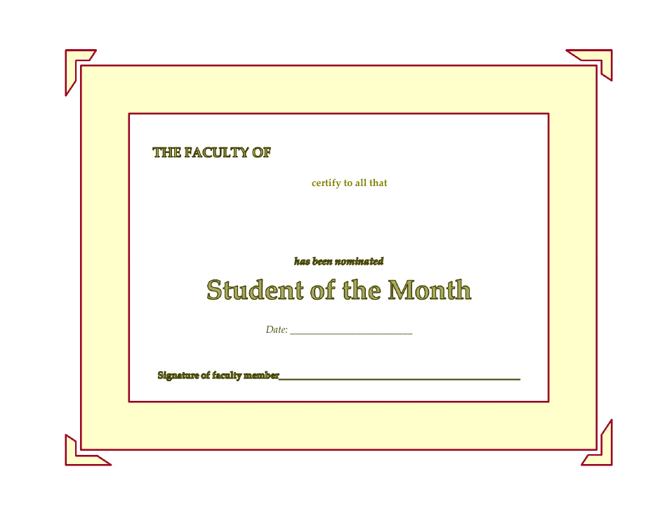 Student of the Month Certificate Template - Beige Download Fillable PDF ...