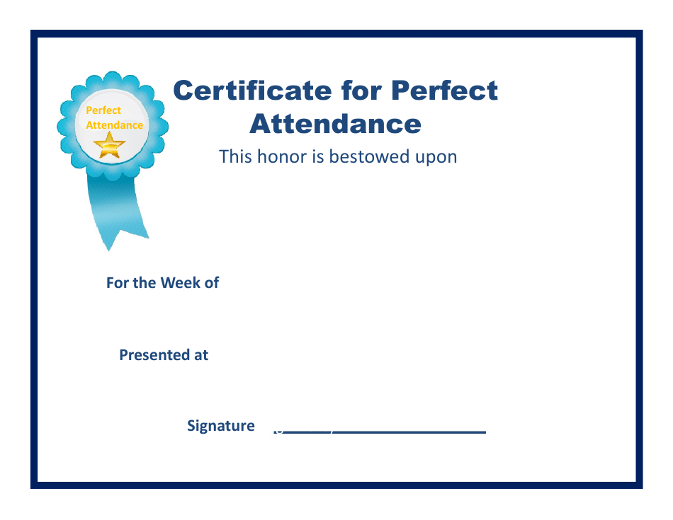 Perfect Attendance Certificate Template Download Fillable PDF ...