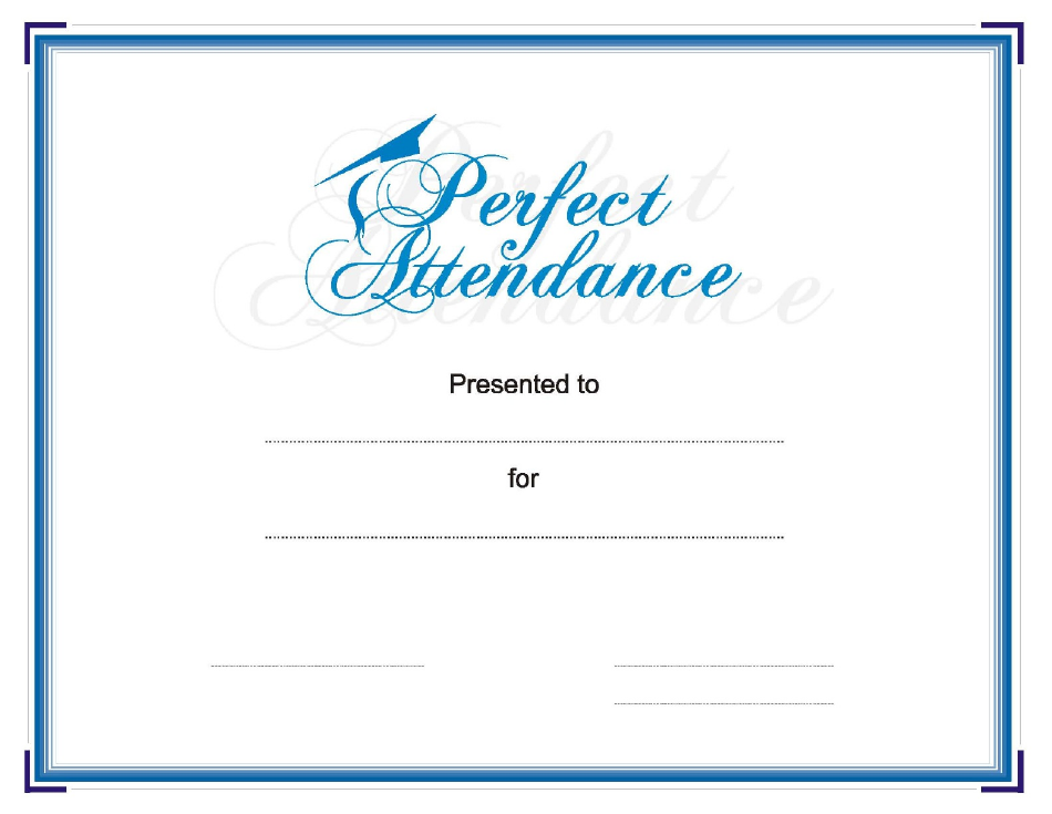 Perfect Attendance Certificate Template - Blue Download Printable PDF ...