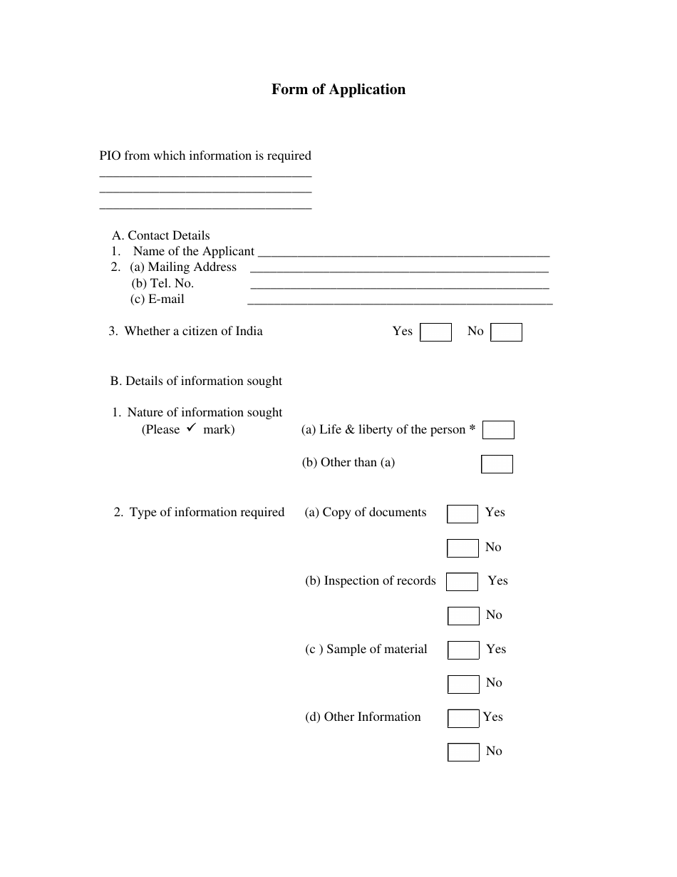 India Pio Application Form - Fill Out, Sign Online and Download PDF ...