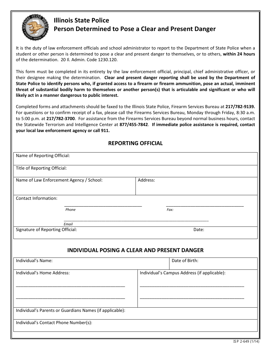 Form ISP2-649 - Fill Out, Sign Online and Download Fillable PDF, Illinois | Templateroller
