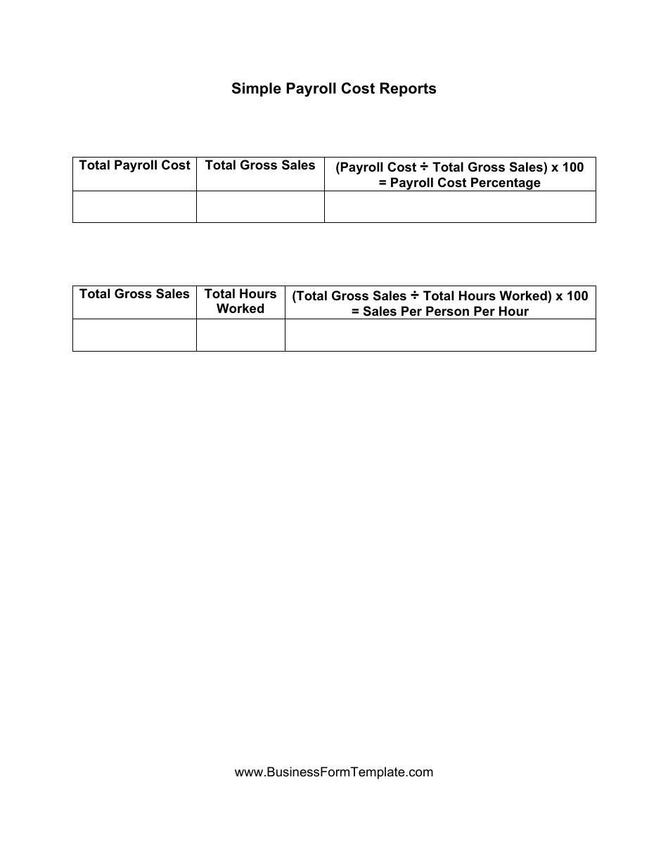 Simple Payroll Cost Report Template - Fill Out, Sign Online and ...