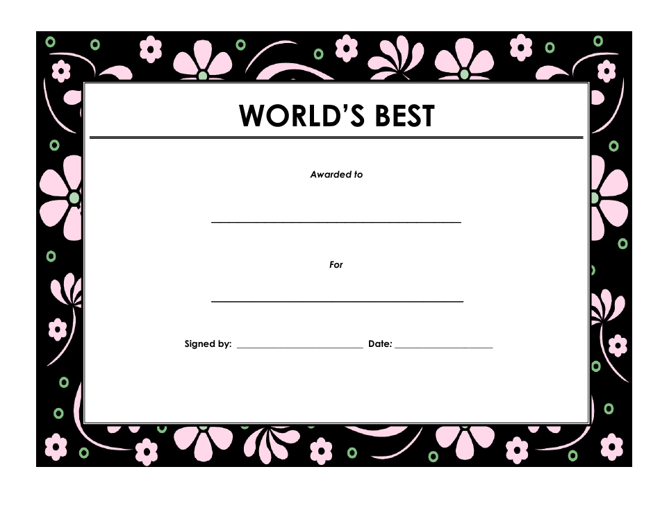 World's Best Award Certificate Template - Black Download Printable PDF ...