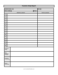Teachers Daily Report Template Download Printable PDF | Templateroller
