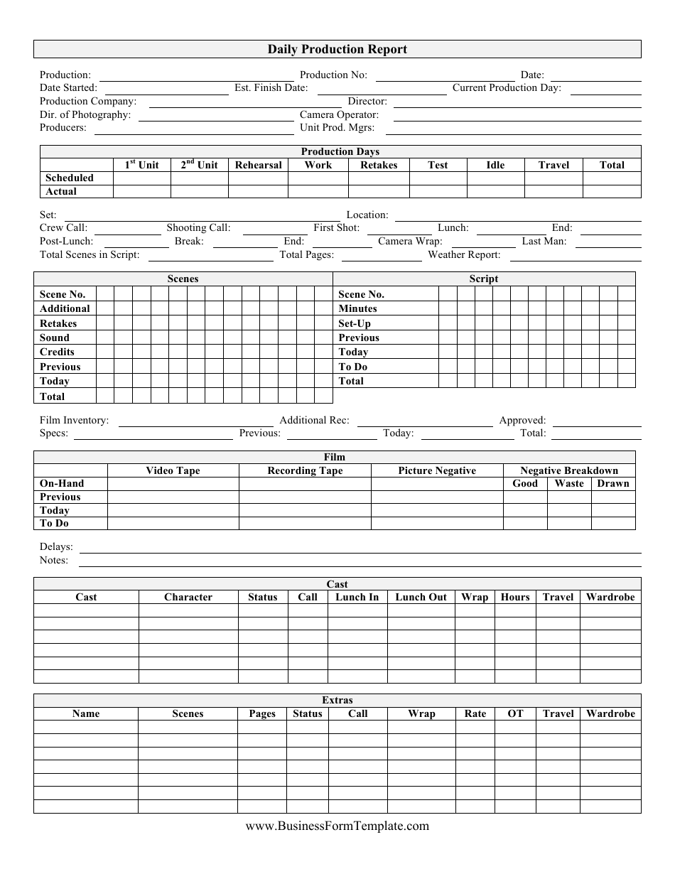 Daily Production Report Form Download Printable Pdf Templateroller 
