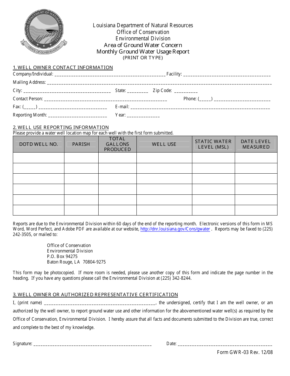 Form GWR-3 - Fill Out, Sign Online and Download Printable PDF ...