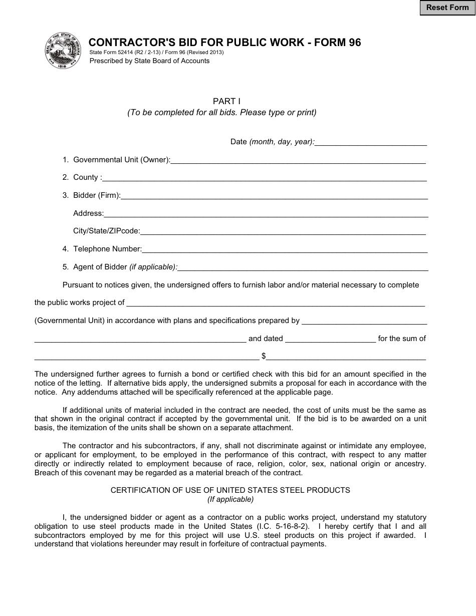 State Form 96 - Fill Out, Sign Online and Download Fillable PDF ...