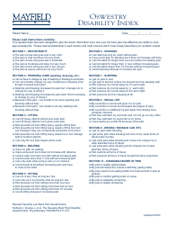 Neck Disability Index Questionnaire, Revised Oswestry Back Pain ...