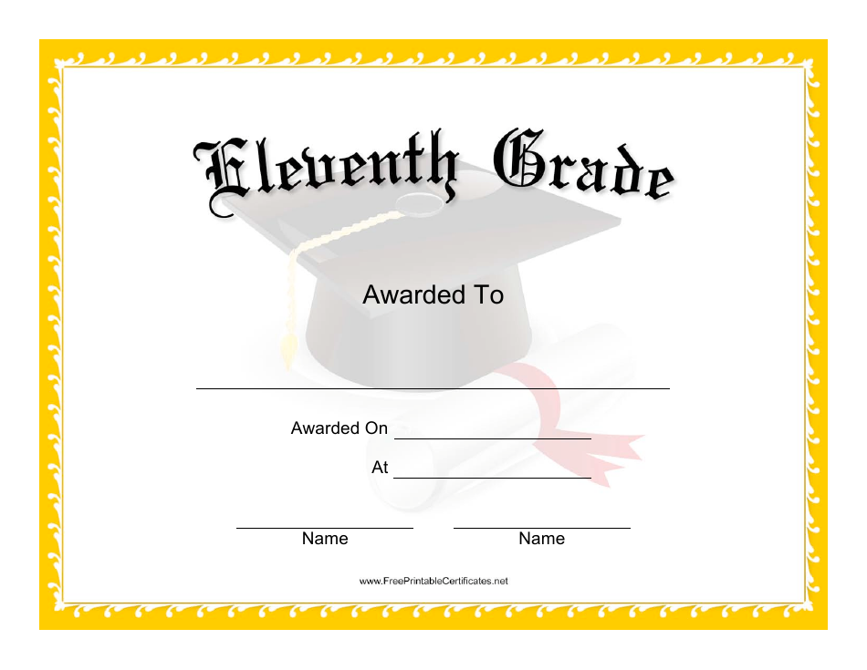 Eleventh Grade Certificate Template Download Printable PDF | Templateroller