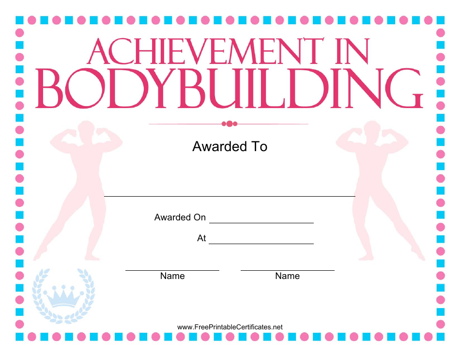 Bodybuilding Certificate of Achievement Template - Pink Download ...